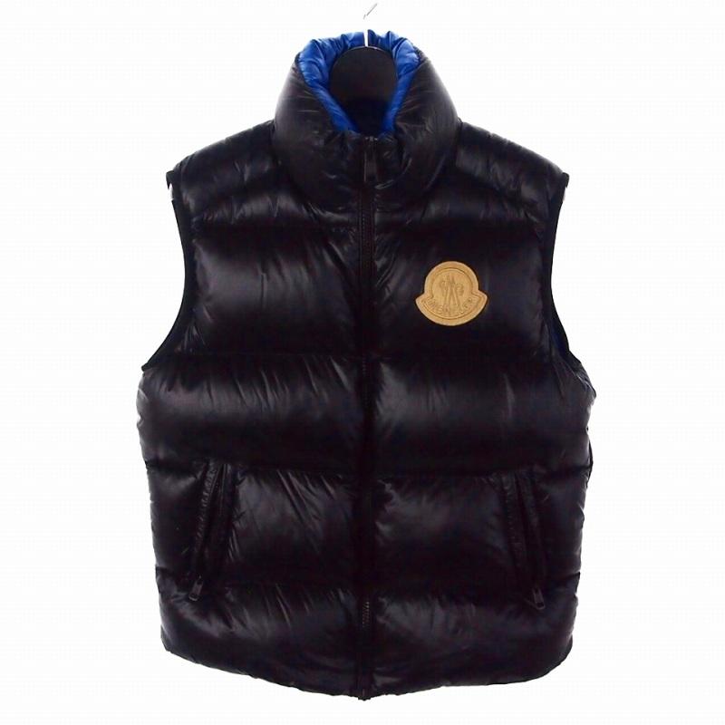 MONCLER（モンクレール） MONCLER 24AW SUMIDO GILET ロゴ刺? ベスト 1 ブラック/ブルー 黒 青 ...