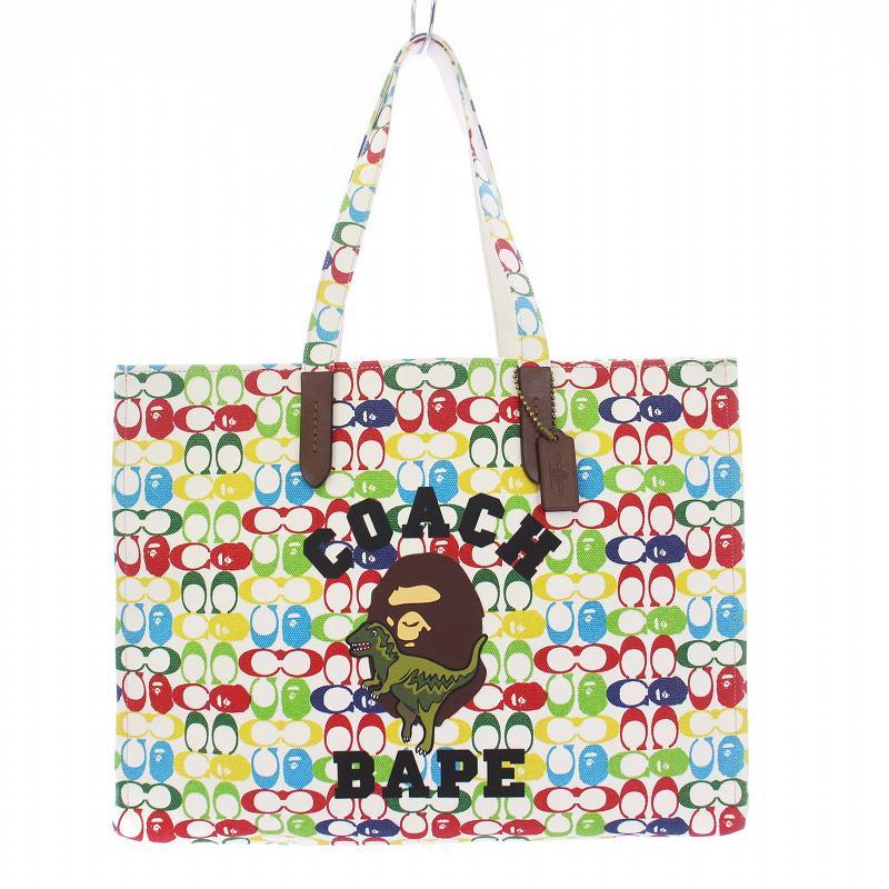COACH（コーチ） COACH BAPE Tote 47 Signature Canvas With Ape Head Brass ...