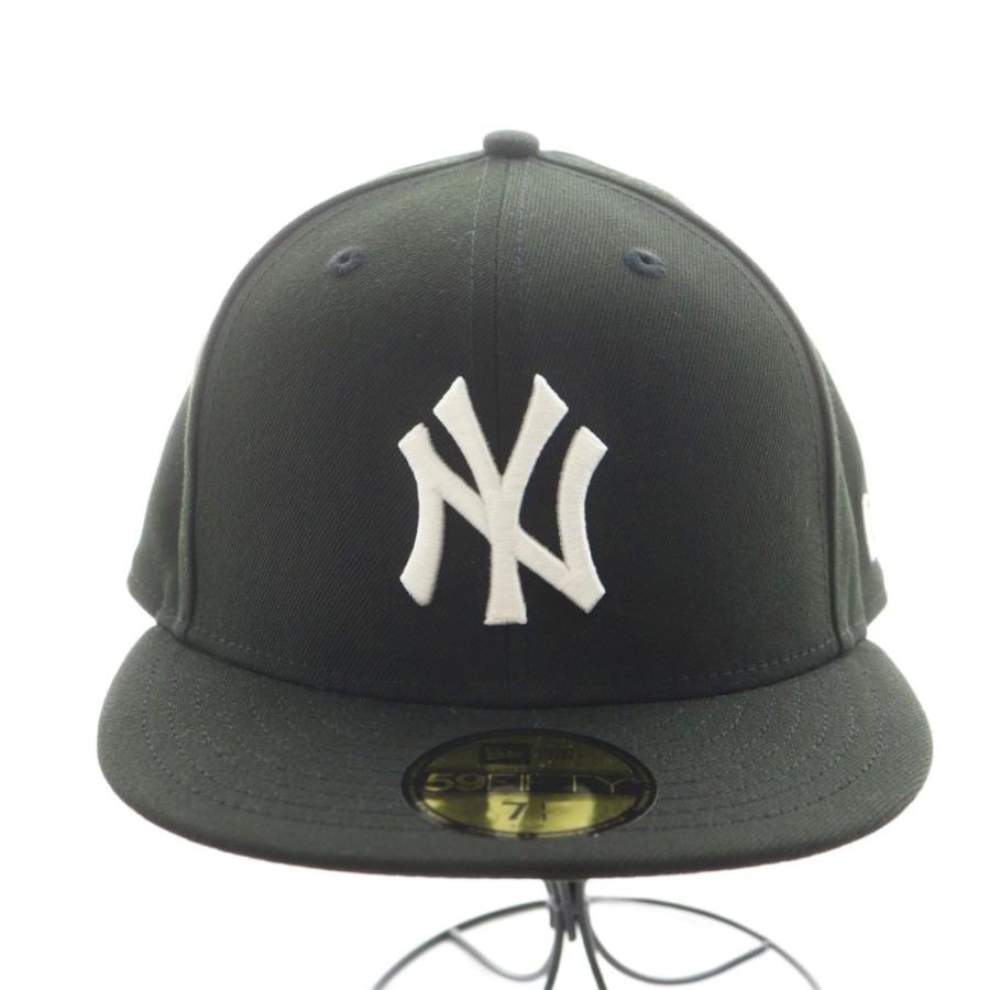 ニューエラ NEW ERA 59FIFTY MLB ニューヨークヤンキース キャップ 帽子 ロゴ 刺繍 7 1/4 黒 ブラック 白 ホワイト ...