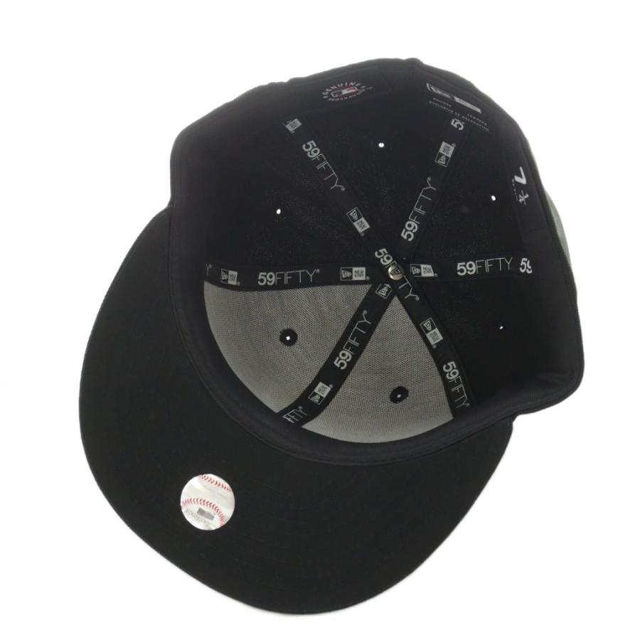 ニューエラ NEW ERA 59FIFTY MLB ニューヨークヤンキース キャップ 帽子 ロゴ 刺繍 7 1/4 黒 ブラック 白 ホワイト ...