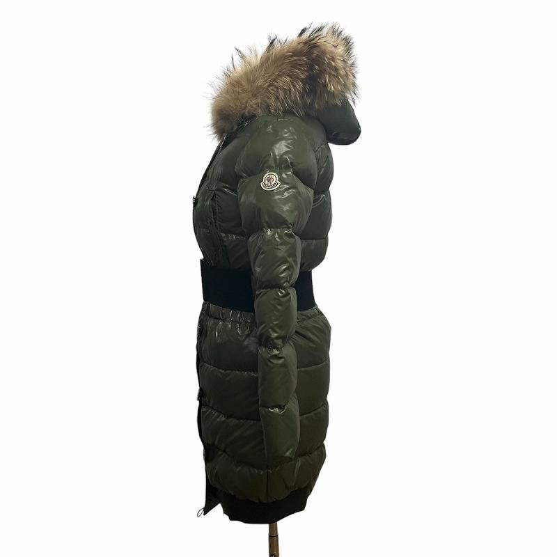 MONCLER モンクレール ダウンコート フード ボタン 国内正規 ラクーンファー ナイロン 00 XS カーキ レディース : ブランド古着販売のベクトル - 通販 - Yahoo!ショッピング