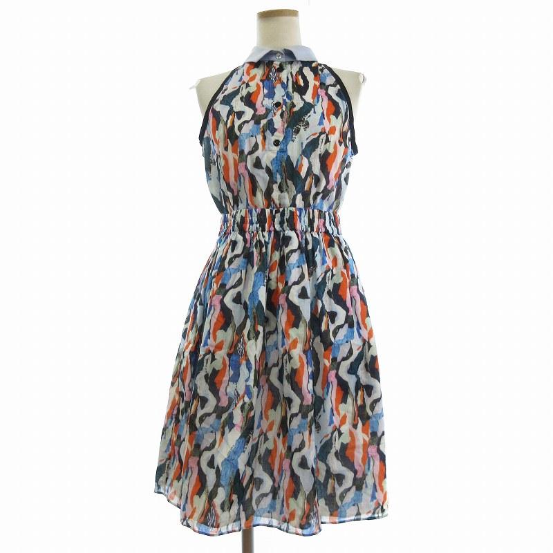 カルヴェン CARVEN ワンピース ノースリーブ フレア ひざ丈 総柄 36 マルチカラー GY45 レディース : ブランド古着販売の ...