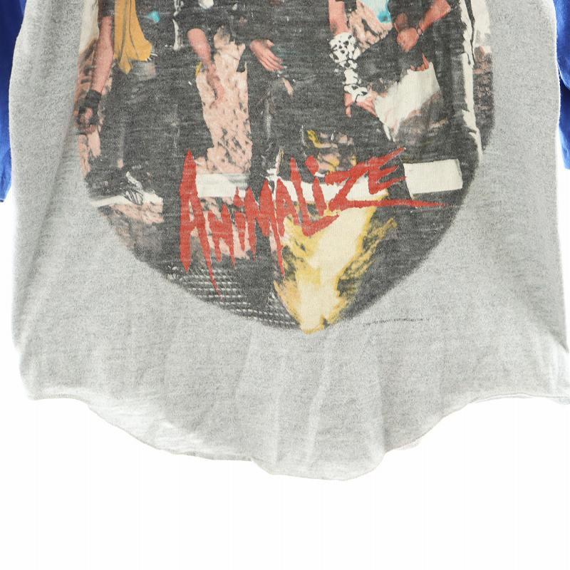 キッス KISS 80S Tシャツ カットソー 7分袖 グレー 青 ブルー /AN30