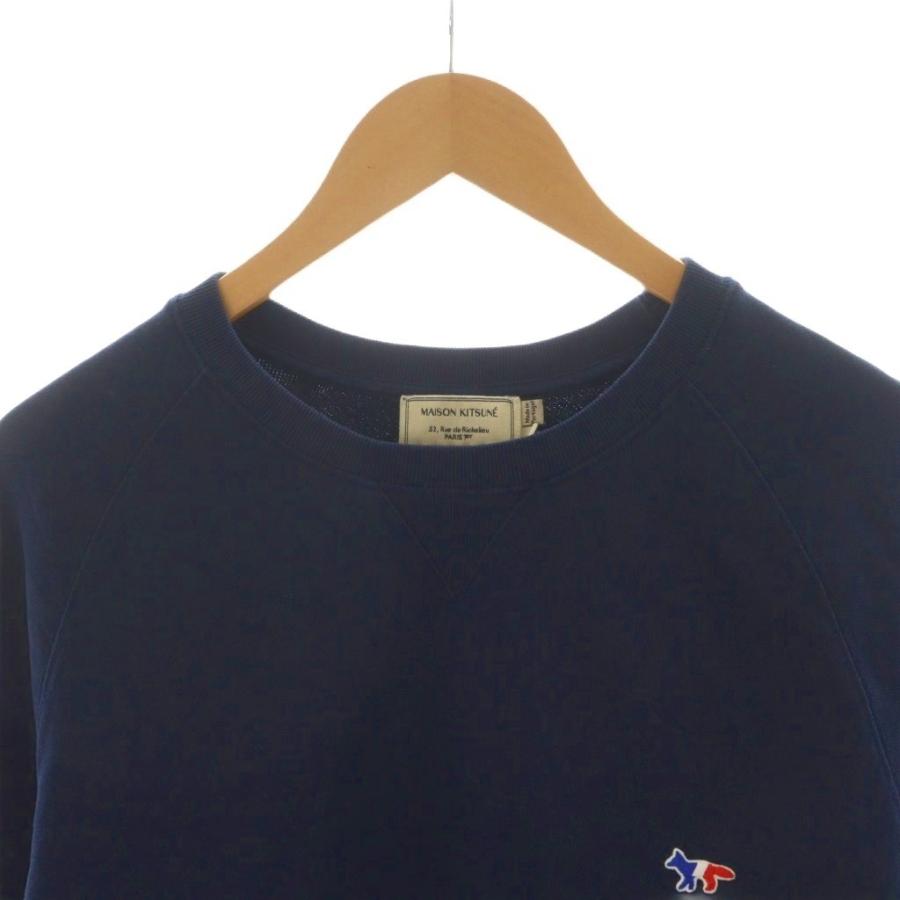 【中古】メゾンキツネ スウェット トレーナー 刺繍ロゴ コットン L 紺 ネイビー SS17M708 /AN26 メゾンキツネ MAISON KITSUNE スウェット トレーナー 刺繍ロゴ