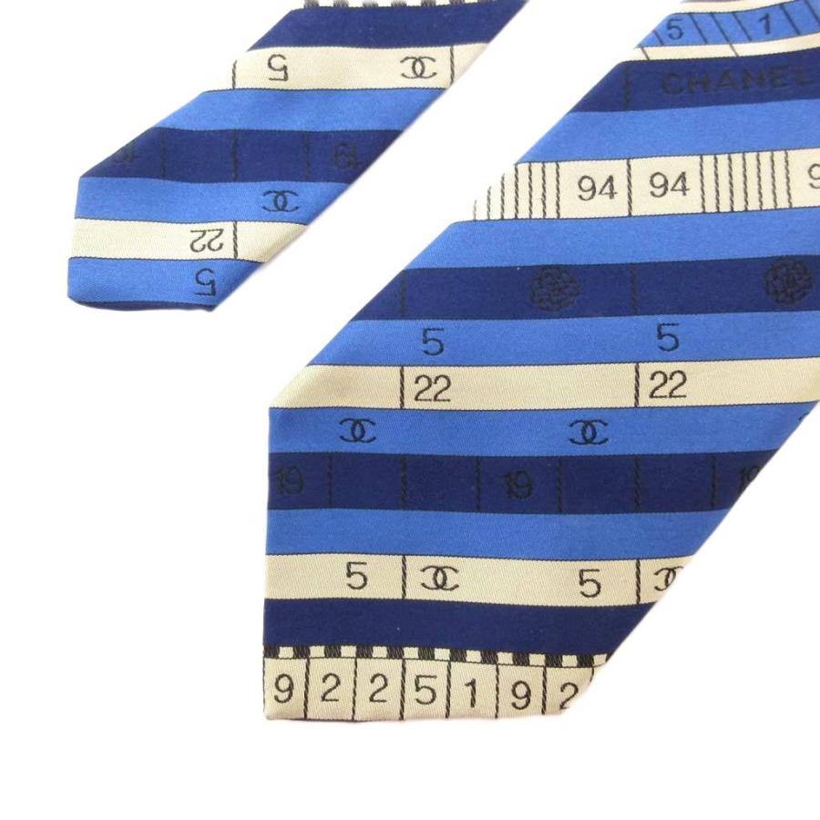 CHANEL（シャネル） ネクタイ レギュラータイ ボーダー ロゴ 数字 総柄