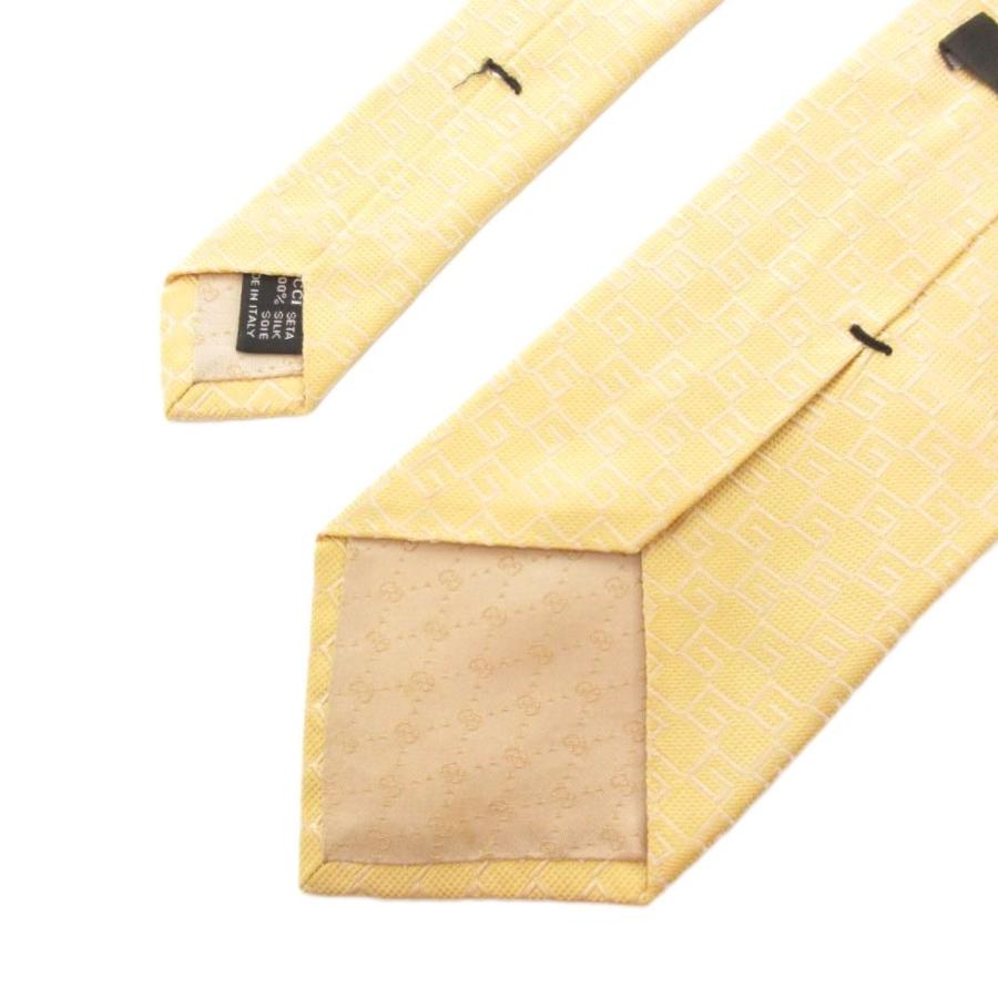 【中古】グッチ GUCCI ネクタイ レギュラータイ G柄 総柄 シルク 黄 イエロー /AE ■GY47 メンズ GUCCI（グッチ） ネクタイ レギュラータイ G柄 総柄 シルク 黄
