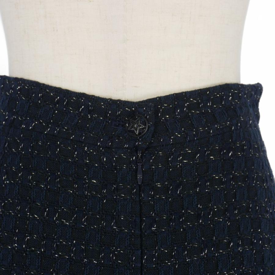 CHANEL（シャネル） ツイード スカート ひざ丈 36 紺 ネイビー