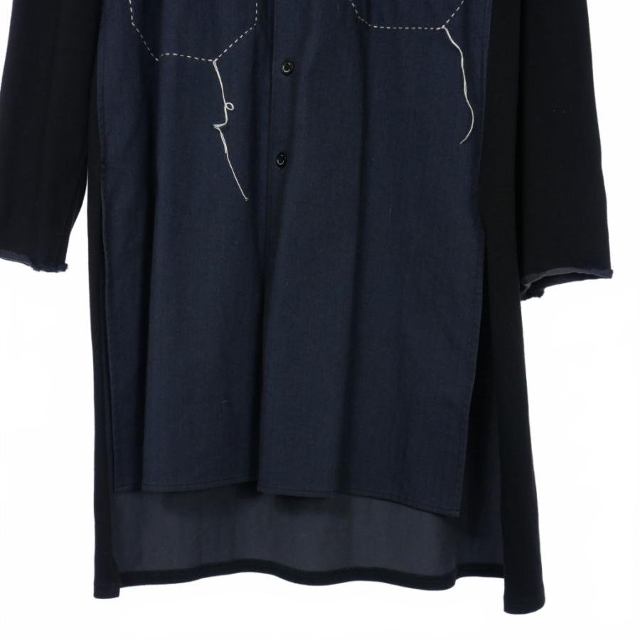 ワイスリー Y-3 ヨウジヤマモト 切替 ロングシャツ 長袖 ステッチ XS