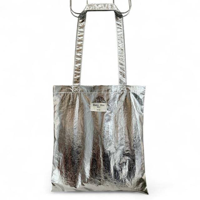 タグ付き 未使用 マーティンキム Matin Kim POPPIN ECOBAG トートバッグ シルバー kor00624 1009 メンズ ...