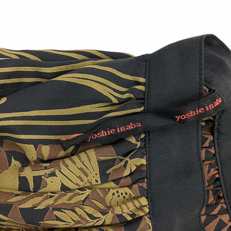 ヨシエイナバ yoshie inaba プリーツシルクスカート フレア 総柄 ロング 茶 ブラウン 黒 マルチカラー 0709 レディース : ブランド古着販売のベクトル - 通販 ...