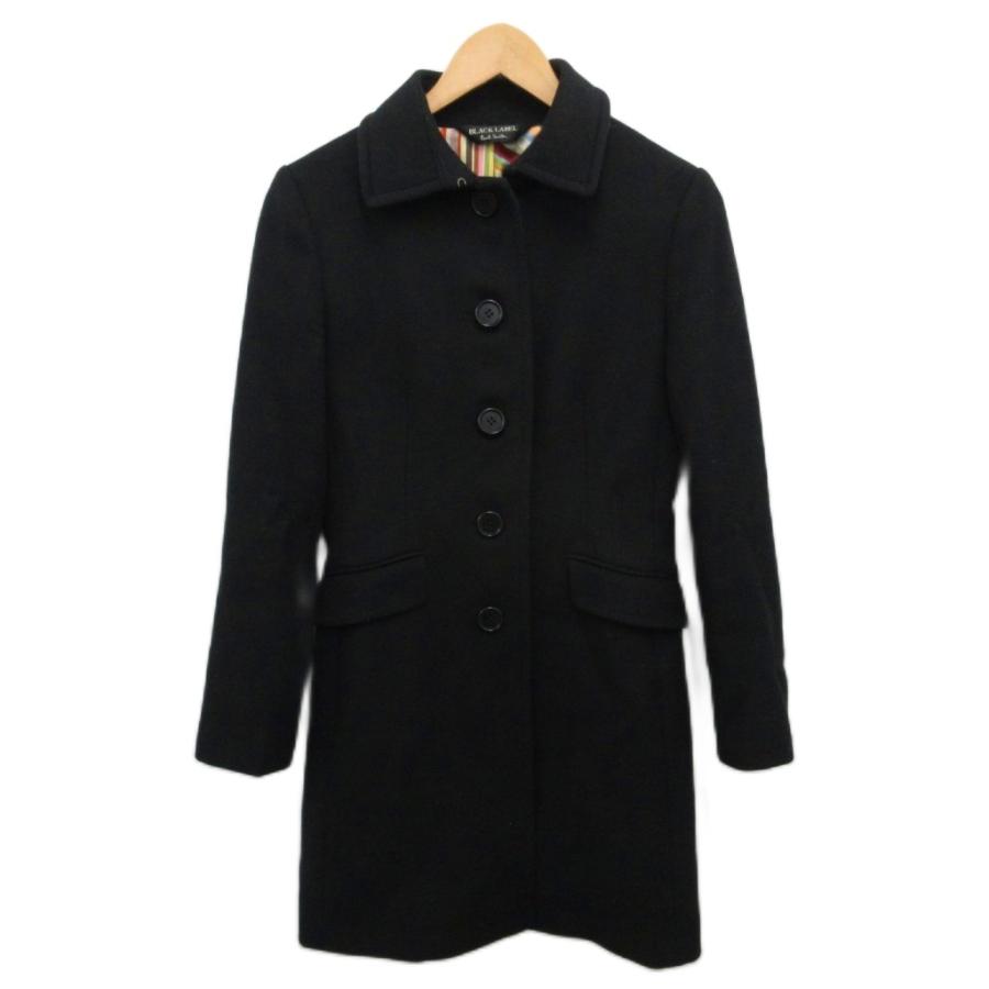 ポールスミス ブラック レーベル Paul Smith BLACK LABEL ステンカラーコート ロング丈 裏地総柄 アンゴラ混 40 黒 ...