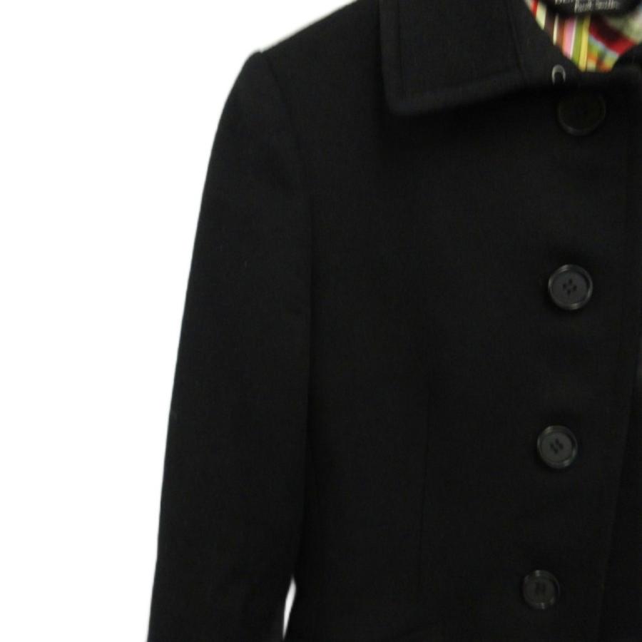 ポールスミス ブラック レーベル Paul Smith BLACK LABEL ステンカラーコート ロング丈 裏地総柄 アンゴラ混 40 黒 ...