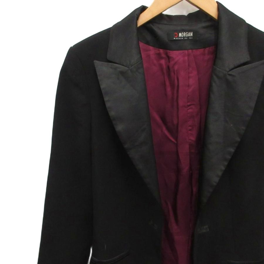 モーガンデトイ MORGAN DE TOI テーラードジャケット シングル 1B 切り替え 黒 ブラック レディース : ブランド古着販売の ...