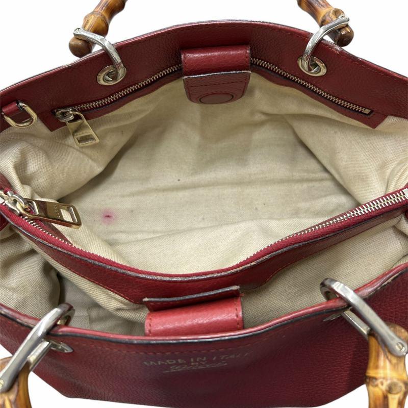 GUCCI グッチ バンブーショルダートートバッグ ハンドバッグ 赤 GUCCI グッチ バンブーショルダートートバッグ ハンドバッグ 赤