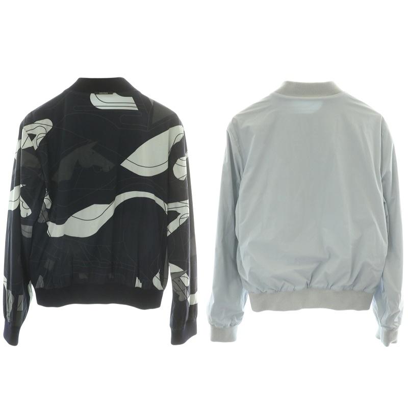 【中古】エルメス リバーシブル ジャンパー ブルゾン MA-1 アウター長袖 ナイロン  馬 ホース 総柄 50 HERMES（エルメス） リバーシブル ジャンパー ブルゾン MA-1 アウター