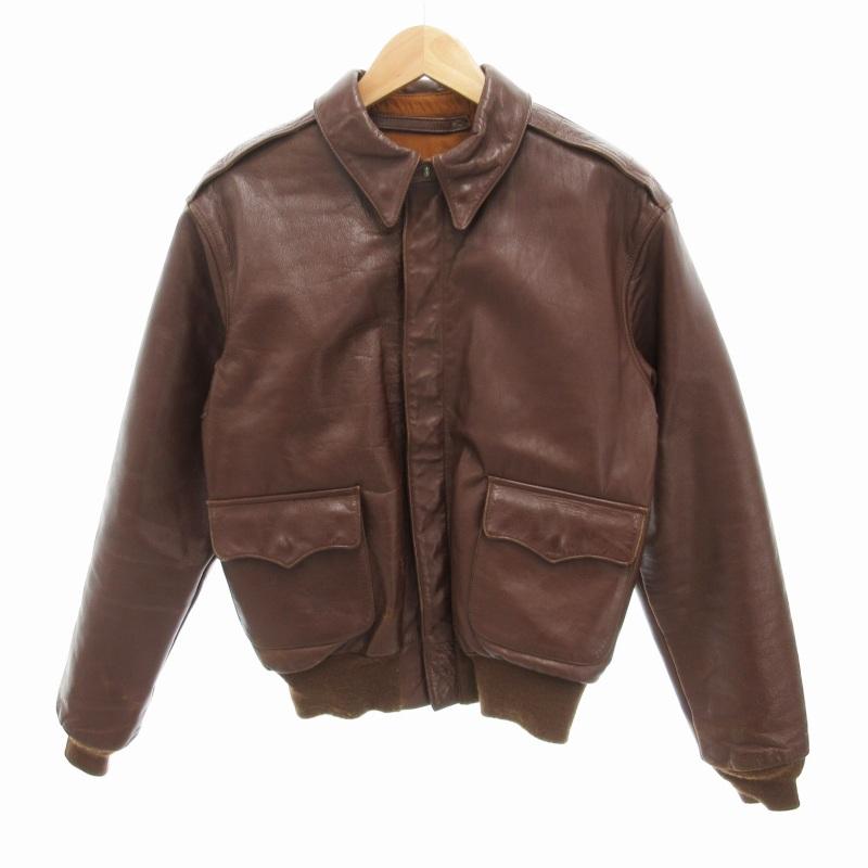 アヴィレックス AVIREX ヴィンテージ 90s A-2 フライトジャケット バックペイント MIGHTY EIGHTH 第8空軍 ホースハイド レザー 36 茶 : 225 ...