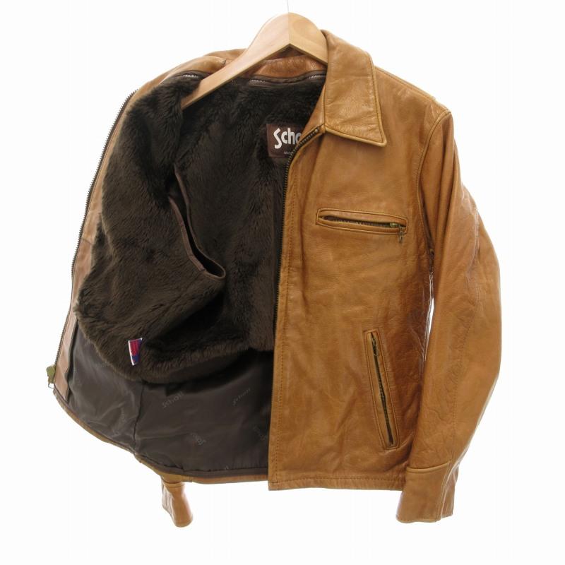 ショット SCHOTT ヴィンテージ 80s AT101 シングルライダース トラッカージャケット ボアライナー レザー 38 M キャメル ...