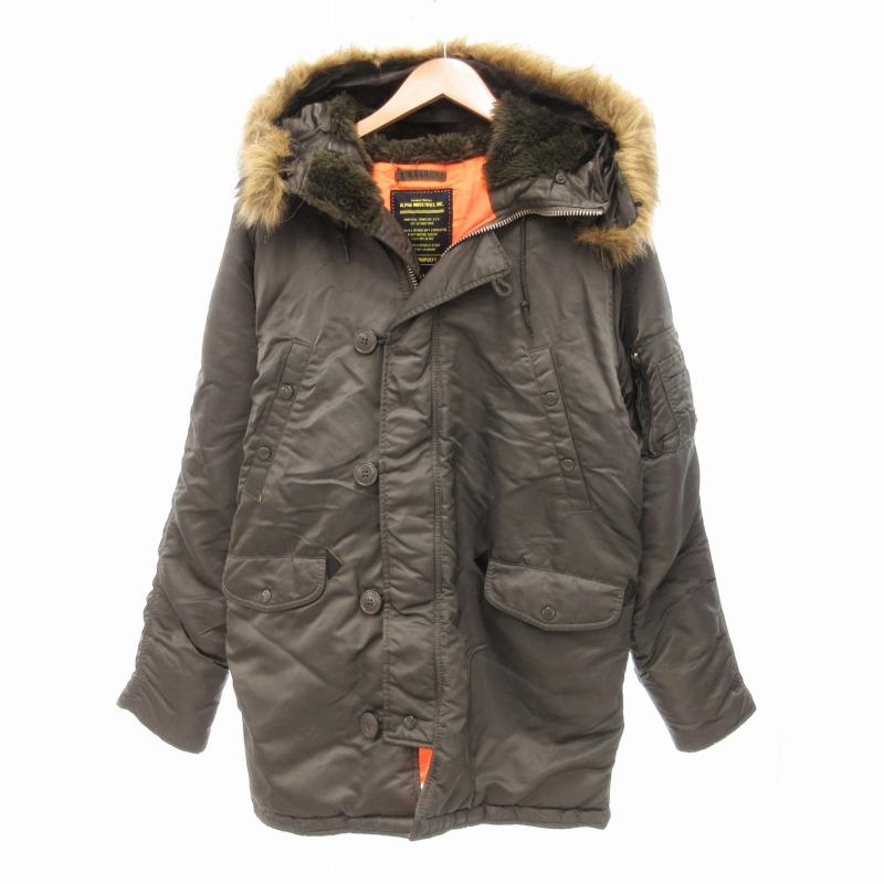 アルファ ALPHA N-3B ボンバー フライトジャケット ミリタリー ナイロン ファー MIL-J-6279 L カーキ /HO 1230 メンズ : 225-102412070016 ...