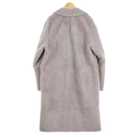 【中古】イヴサロモン YVES SALOMON ダブルブレスト ムートン コート ロング ボア グレー系 34 レディース イヴサロモン YVES SALOMON ダブルブレスト ムートン コート ロング