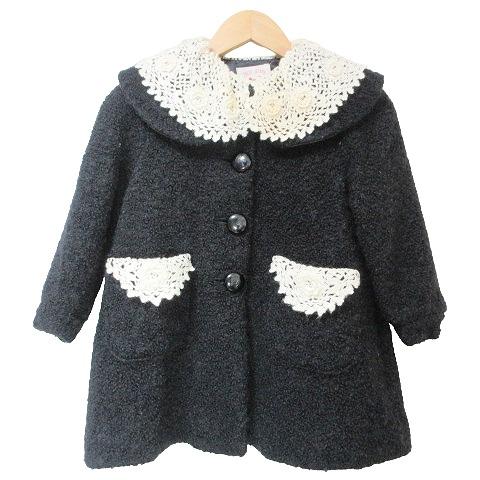 メゾピアノ mezzo piano コート ニットレース 子供服 女の子 100 キッズ ウール ブークレ 黒 ブラック SM3 X キッズ : 225-402407160155 : ブランド ...