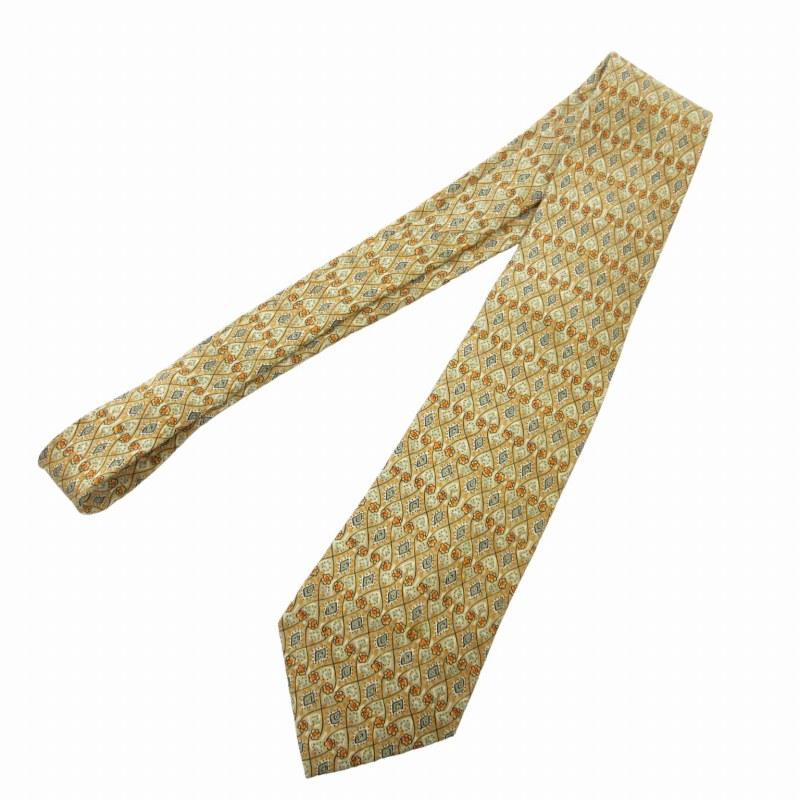 HERMES エルメス ネクタイ カジュアル 絹 シルク 花柄 ベージュ 7586 SA /FF 0819 WY メンズ : ブランド古着販売 ...