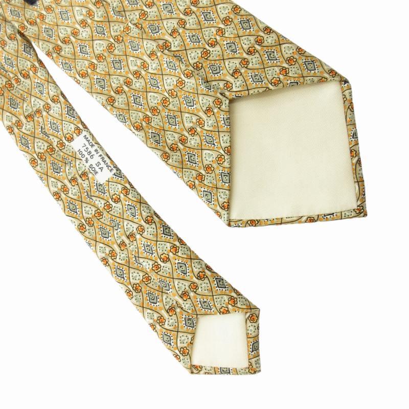 HERMES エルメス ネクタイ カジュアル 絹 シルク 花柄 ベージュ 7586 SA /FF 0819 WY メンズ : ブランド古着販売 ...