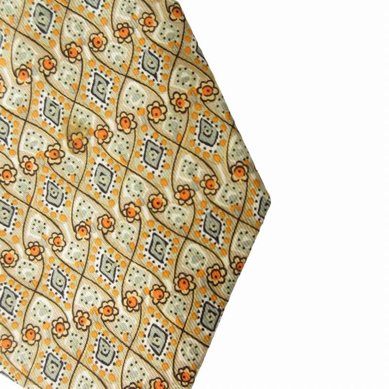 HERMES エルメス ネクタイ カジュアル 絹 シルク 花柄 ベージュ 7586 SA /FF 0819 WY メンズ : ブランド古着販売 ...