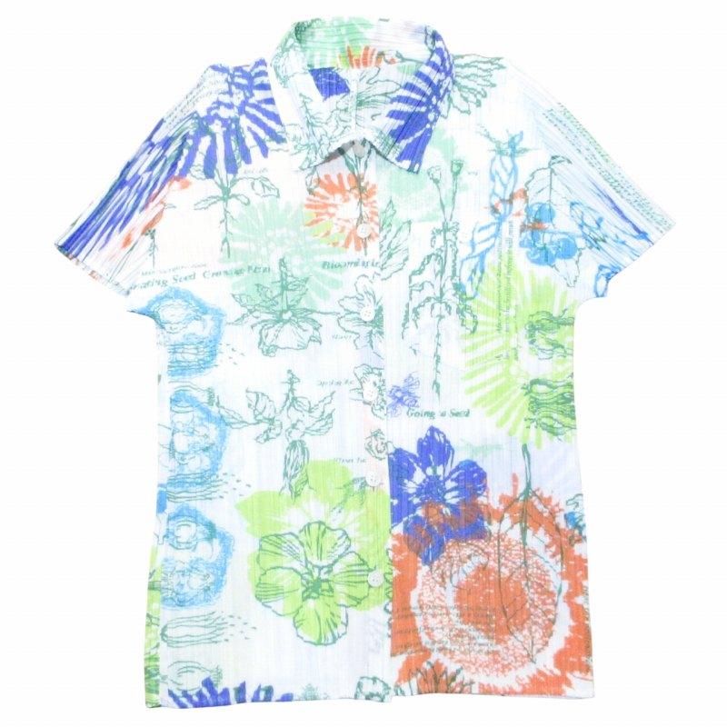 プリーツプリーズ PLEATS PLEASE イッセイミヤケ 美品 07SS シャツ 花