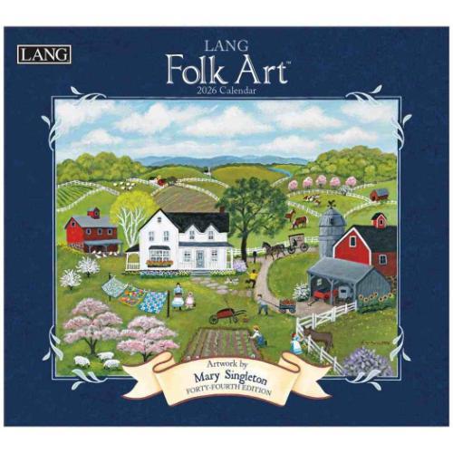 壁掛けカレンダー2026年 2026 Calendar LANG ラング Folk Art Mary Singleton カントリー ...