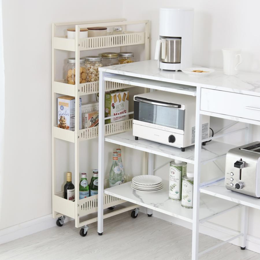 DORIS キッチン 隙間収納 20cm までの空間を有効活用 すき間収納ラック キャスター付き スリムストッカー 冷蔵庫横 すきま収納 チャンキー4段 : velle - 通販 ...