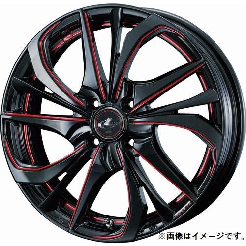 WEDS 個人宅発送可能 ウエッズ Weds 15×4.5J +45 4穴 PCD100 BK/SC(RED) ホイール 1本 LEONIS ...