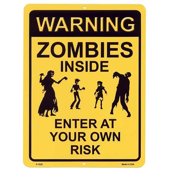 アメリカン レトロ ゾンビがいます！！ WARNING ZOMBIES INSIDE 当店Sサイズ メタルプレート アメリカンブリキ看板 ...
