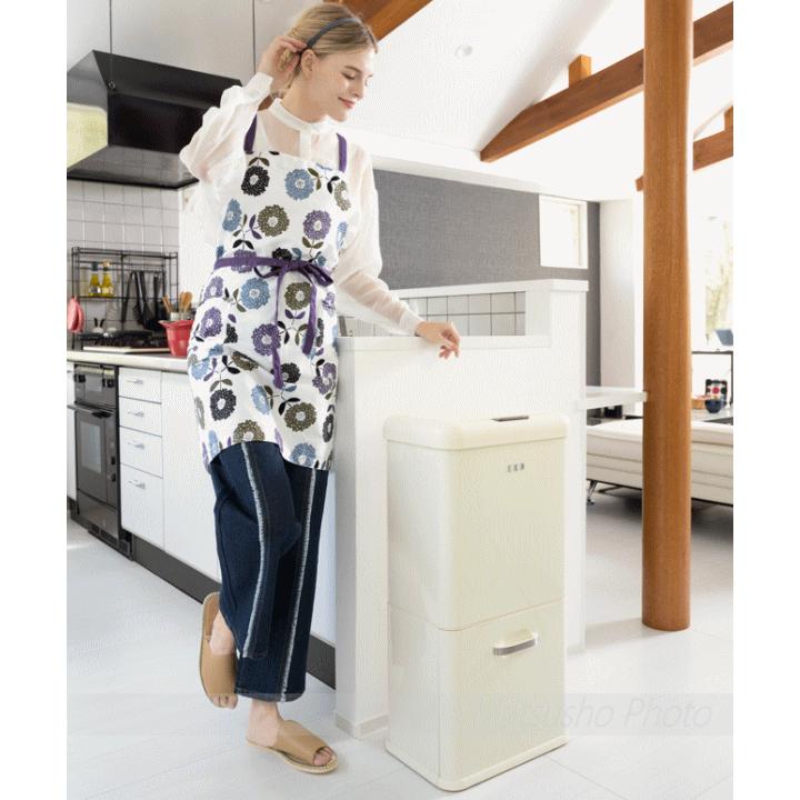 EKO ゴミ箱 ダストボックス 50L 分別式 32L+18L センサー＆引き出し式 2段 屑入れ フタ付 モダンヴィンテージ センサービン EK9336P-32L+18L-VN バニラ ...