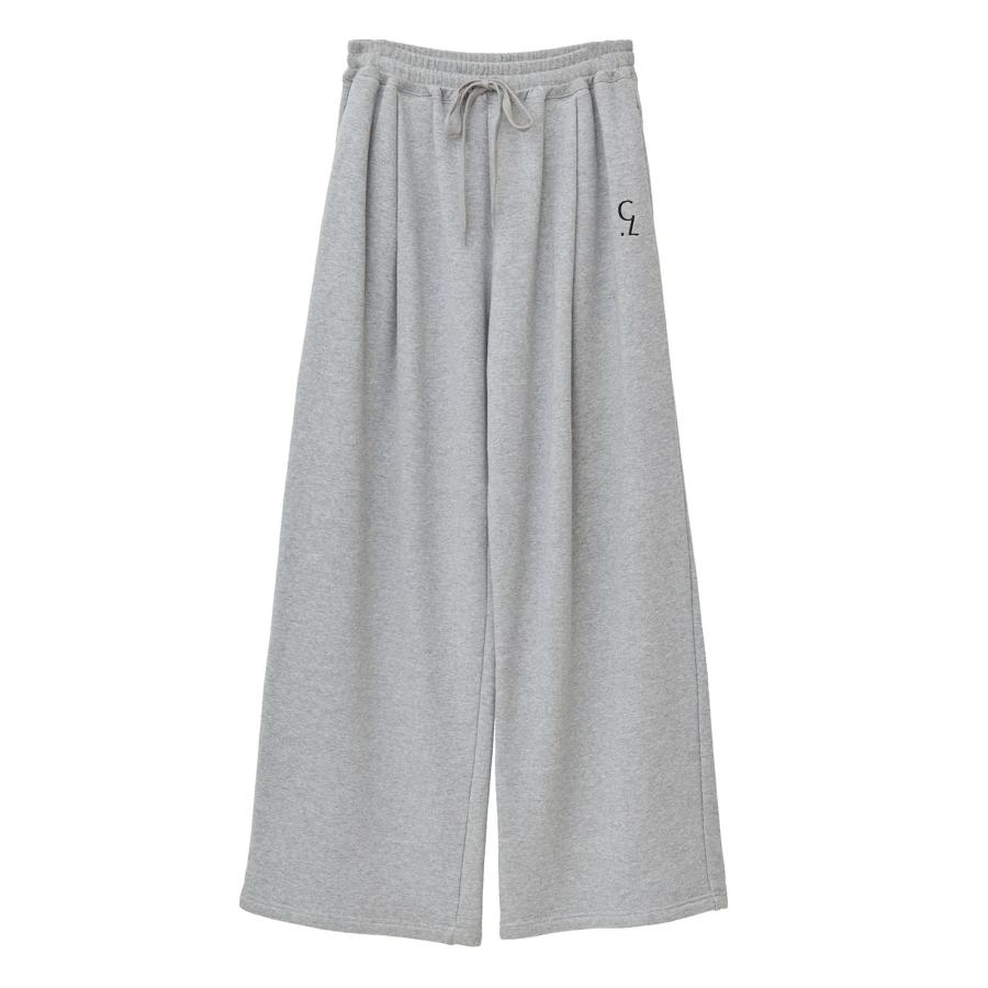 【CLANE | クラネ】LOGO SWEAT TUCK WIDE PANTS ロゴスウェットタックワイドパンツ セットアップ グレー ...