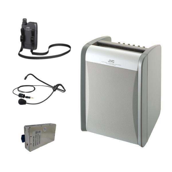 JVCケンウッド CDプレーヤー内蔵 ワイヤレスアンプPE-W50CDB(本体)+ペンダント型ワイヤレスマイク増設セット(WM-P980-WT-U85) +ヘッドセットマイクキット(WT ...