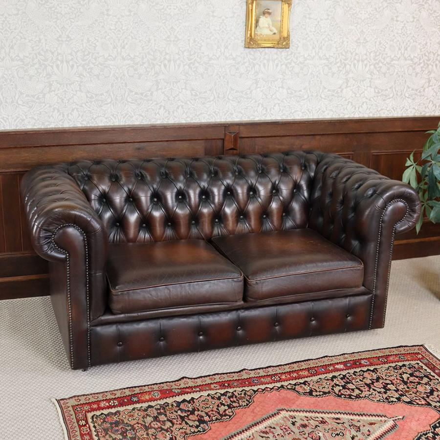 チェスターフィールド2人掛け 英国 ヴィンテージ レザー材 1980年代 イギリス VC110-065 : vc110-065 : ビクトリアンクラフトYahoo!店 - 通販 - Yahoo ...