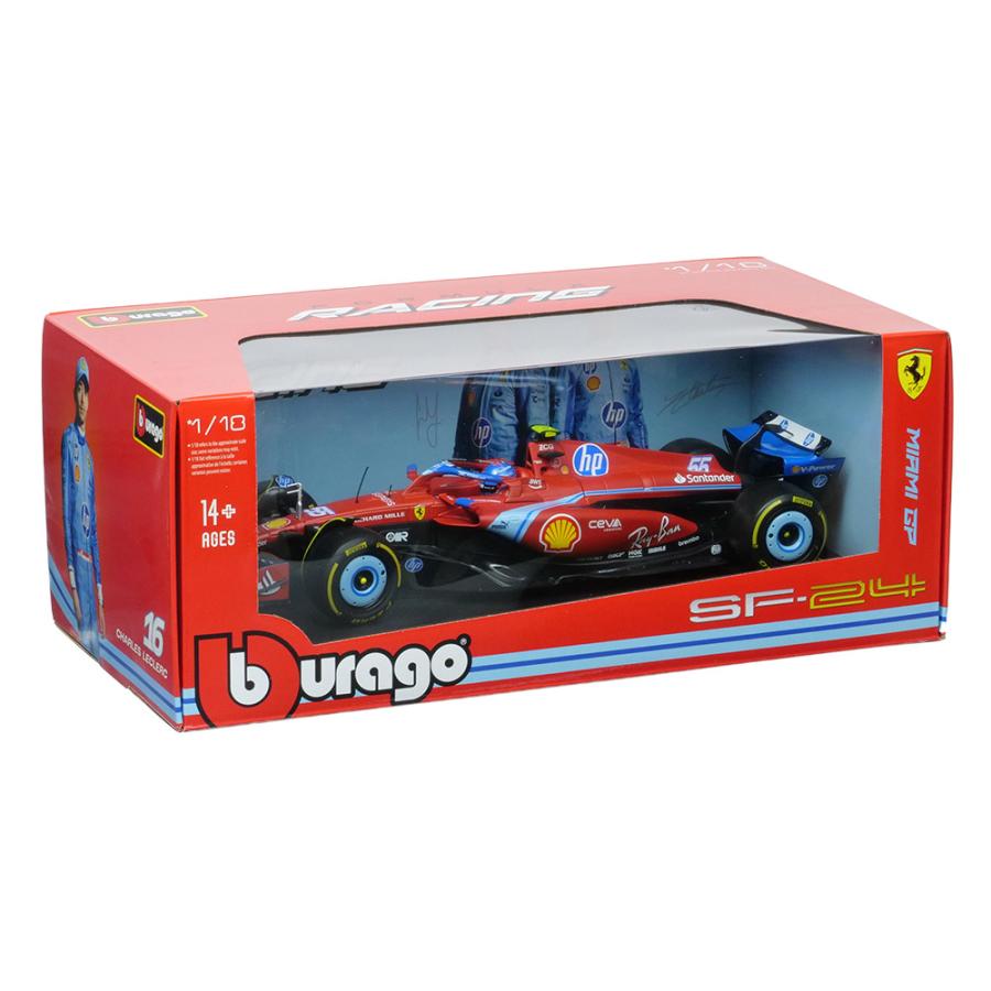 Ferrari（フェラーリ） Bburago 1/18スケール SF-24 マイアミGP 2024 #55 C.サインツ ドライバー付 レッド ...