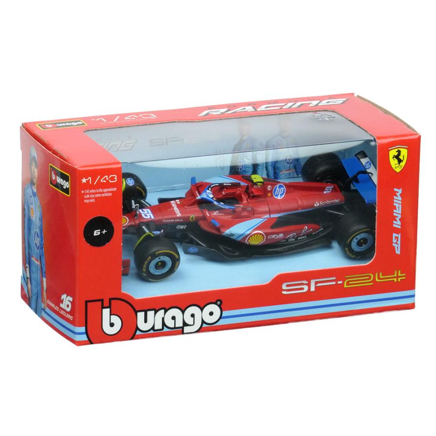 Ferrari（フェラーリ） Bburago 1/43スケール SF-24 マイアミGP 2024 #55 C.サインツ ウィンドウボックス ...