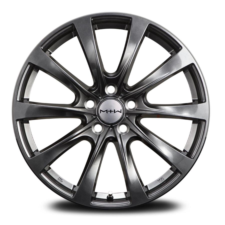 【MID/マルカサービス】 MTW TW010 19x8.0J +33 114 5H ハイパーダークシルバー/リムエッジポリッシュ アルミホイール 4本セット ...