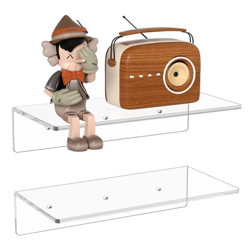 FEMELI ウォールシェルフ 飾り棚 2点セット 壁掛け 壁 棚 ネジで取付 L型 アクリル製（透明） : アップヴィレッジ - 通販 ...