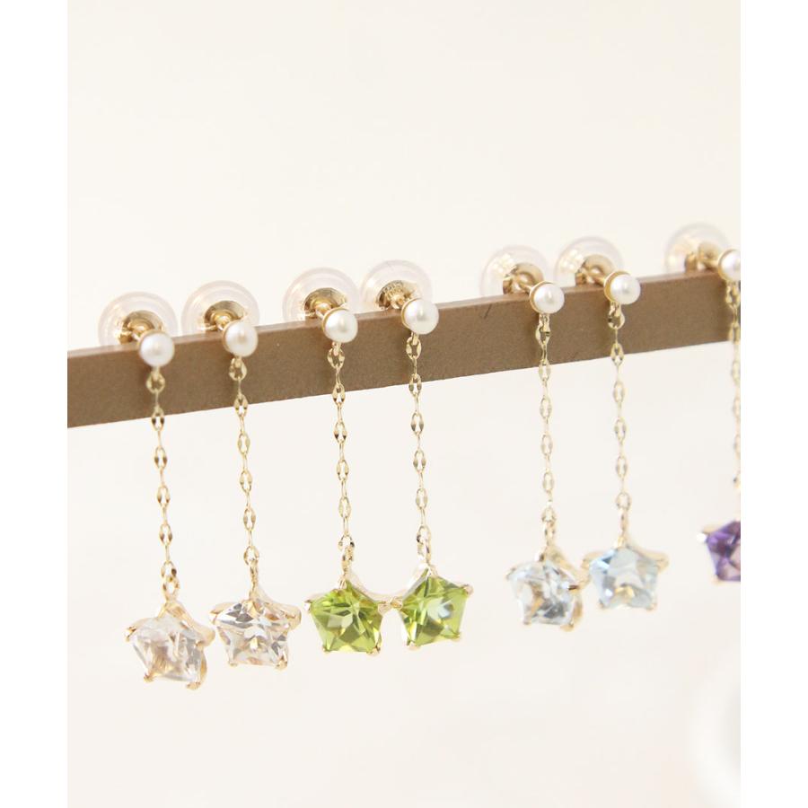 ヴァンテーヌ K10 ピアス スターカット 星 天然石 カラー ストーン ビジュー ロング イエローゴールド 地金 10Kプレゼント 【リュクス】 LP-201 : VINGTAINE ...