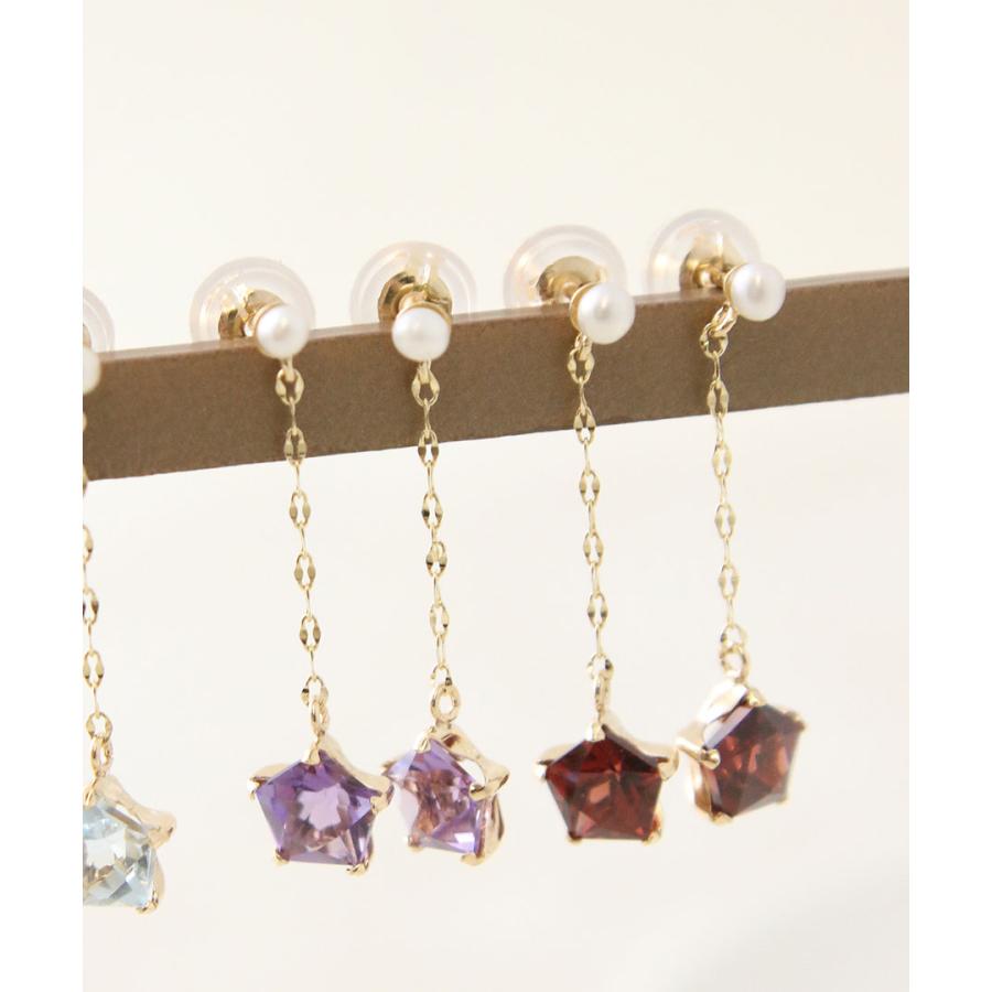 【送料無料】K10 ピアス スターカット 星 カラー ストーン ビジュー ロング イエローゴールド 地金 10K 大人っぽい おしゃれ プレゼント 【リュクス】 LP-201 :lp-201 ...