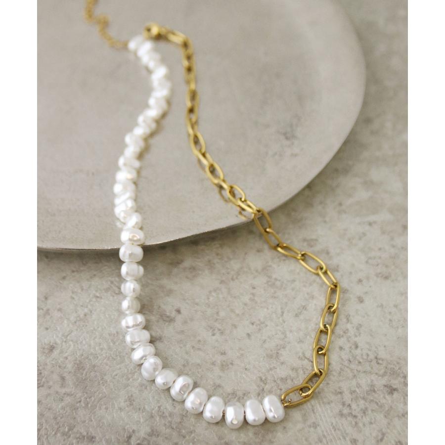 【新作特典★ゆうパケット送料無料7/12(金)13時まで】ネックレス チェーン バロックパール風 サージカルステンレス 金属アレルギー対応 ...