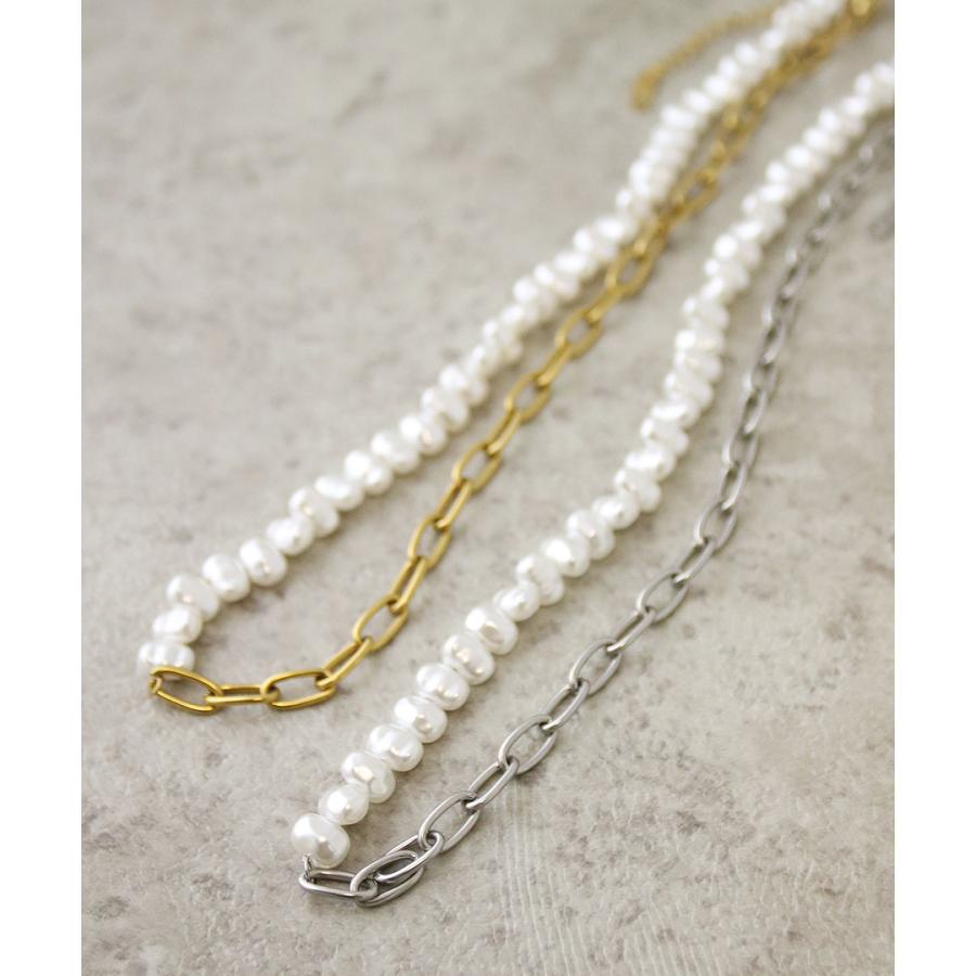 【新作特典★ゆうパケット送料無料7/12(金)13時まで】ネックレス チェーン バロックパール風 サージカルステンレス 金属アレルギー対応 ...