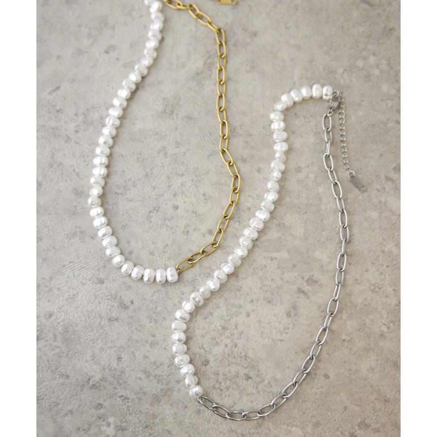 【新作特典★ゆうパケット送料無料7/12(金)13時まで】ネックレス チェーン バロックパール風 サージカルステンレス 金属アレルギー対応 ...