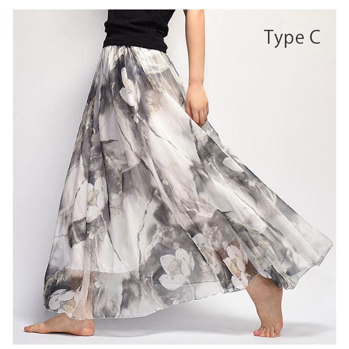 花柄 シフォン スカート マキシ丈 ロングスカート 夏 スカート ロング マキシ スカ… :a201020-62:VinRouge - 通販 - Yahoo!ショッピング