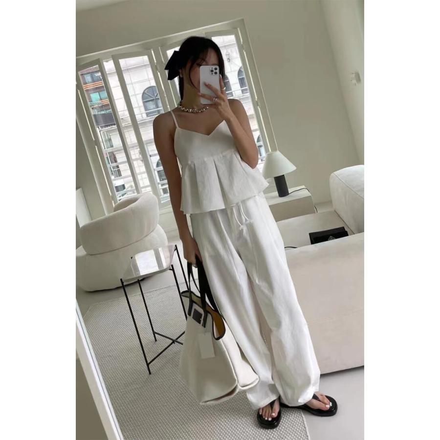 セットアップキャミ 上下セットセットアップ キャミソール ワイドパンツ ハイウエスト カジュアル 大人可愛い お出かけ 2C10 : VinRouge - 通販 - Yahoo!ショッピング