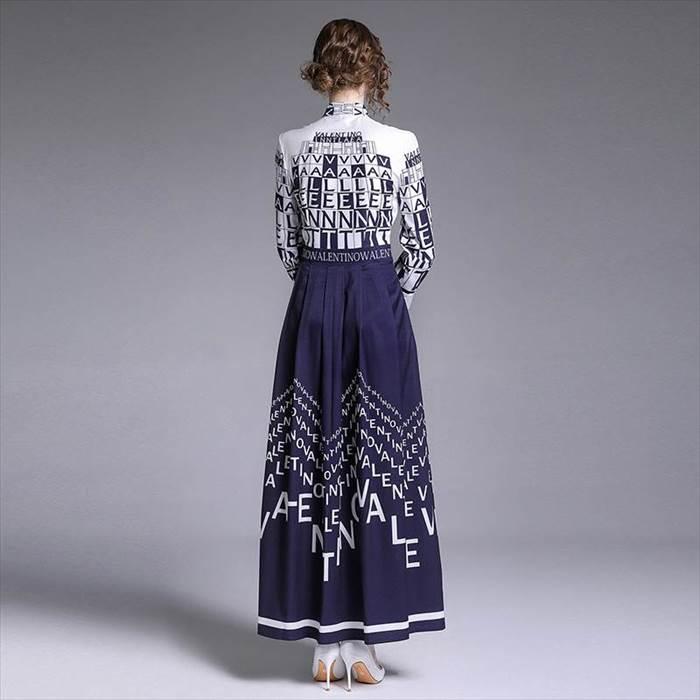 ワンピース レディース ワンピドレス プリント ロゴ モノグラム ボタン リボンタイ 文字 プリーツスカート アコーディオンプリーツ ロングスカート ロング丈 : Violeta - 通販 ...