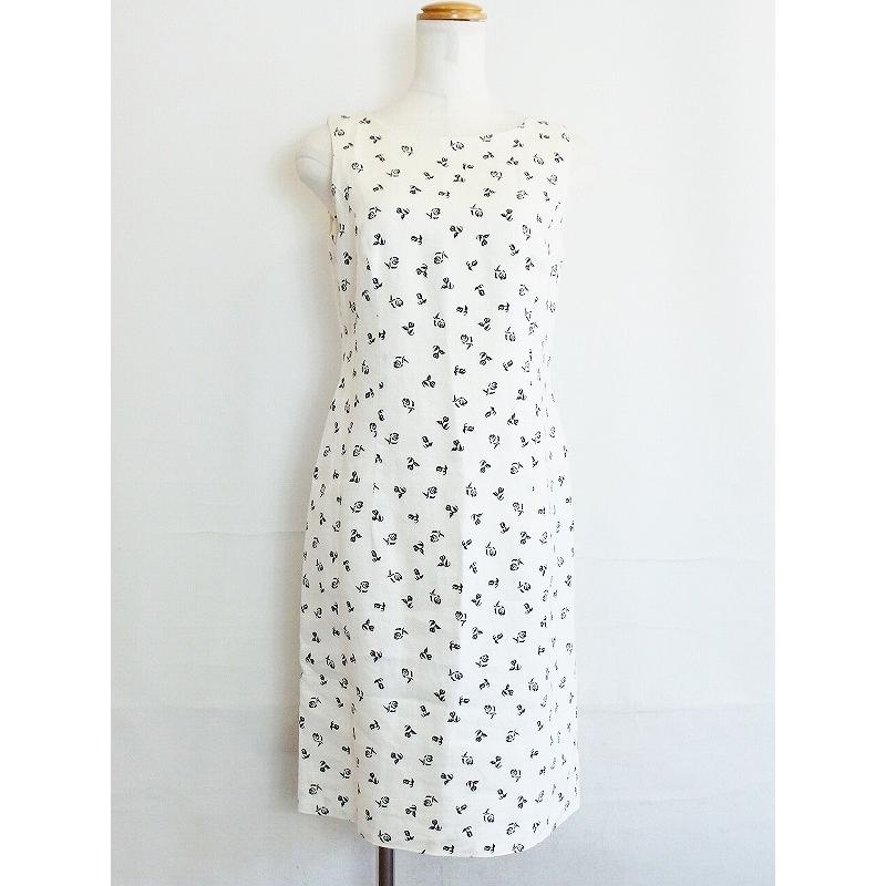 TALBOTS Talbots タルボット リネンライク バラ柄 ノースリーブ タイトワンピース 2 : Visionヤフーショッピング店 ...