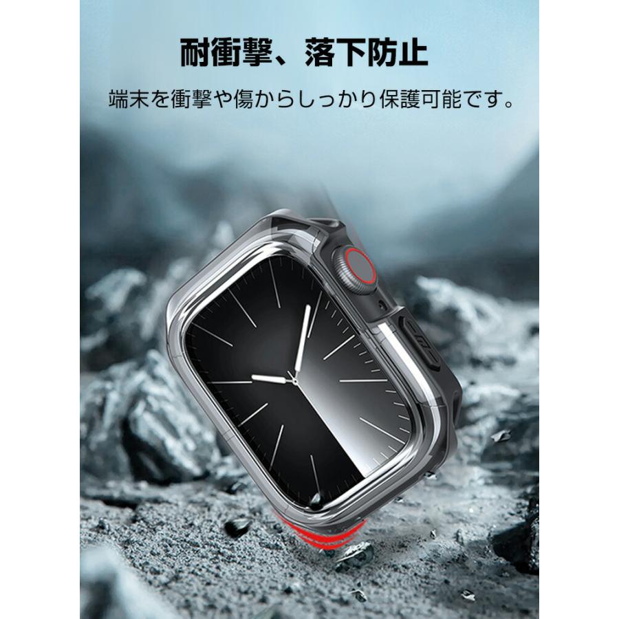 アップルウォッチ10 42mm/46mm 用の ケース タフで頑丈 2重構造 TPU&PC素材 クリア ケース カバー CASE 軽量 簡単 ...